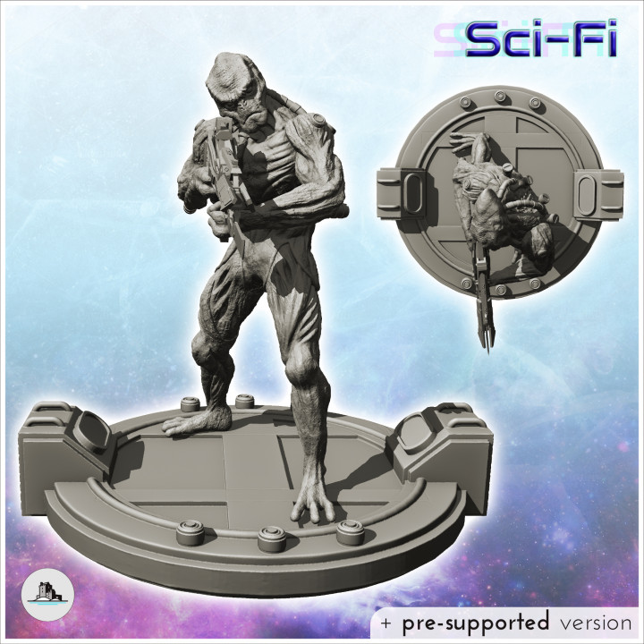 3D Printable Alien warrior firing a laser assault rifle (10) - SF SciFi ...