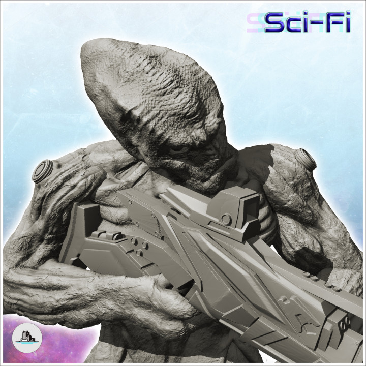 3D Printable Alien warrior firing a laser assault rifle (10) - SF SciFi ...