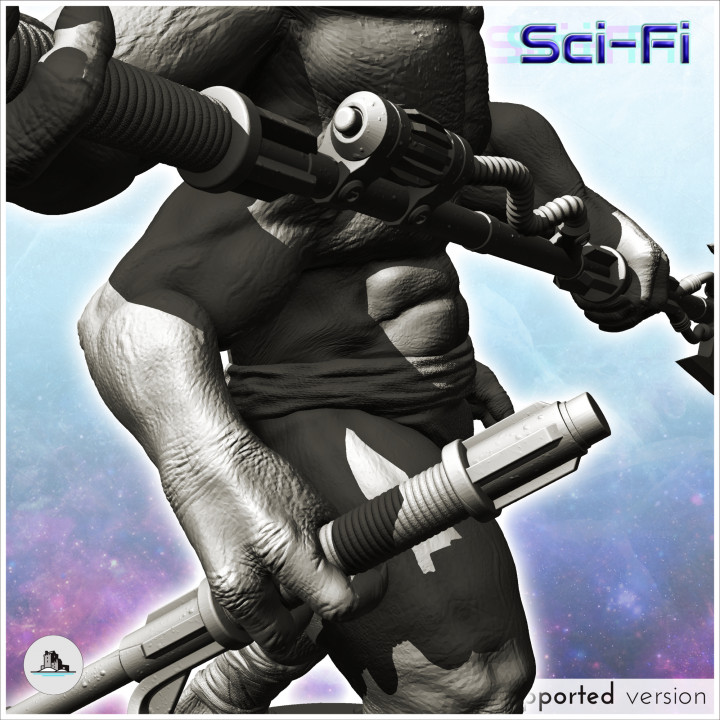3D Printable Four-armed alien cyclops with heavy spear (17) - SF SciFi ...