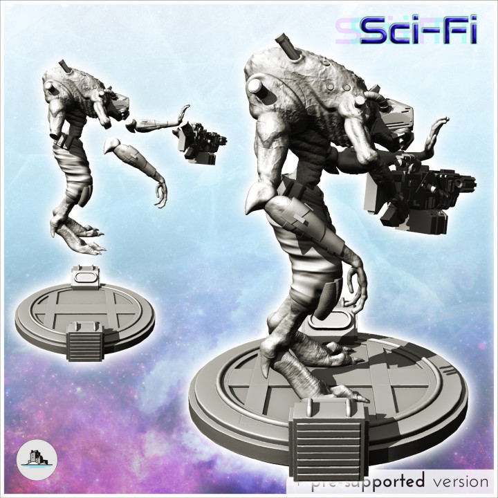 3D Printable Alien creature with bionic eye and assault rifle (18) - SF ...