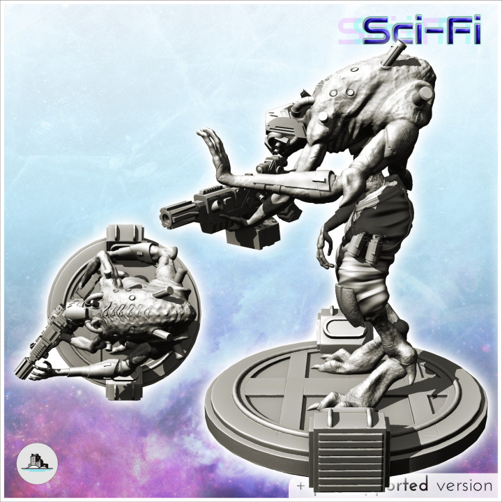 3D Printable Alien creature with bionic eye and assault rifle (18) - SF ...