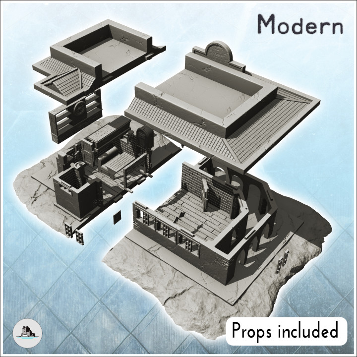 3D Printable Modern biker gang bar with flat roof (+ props) - Modern ...