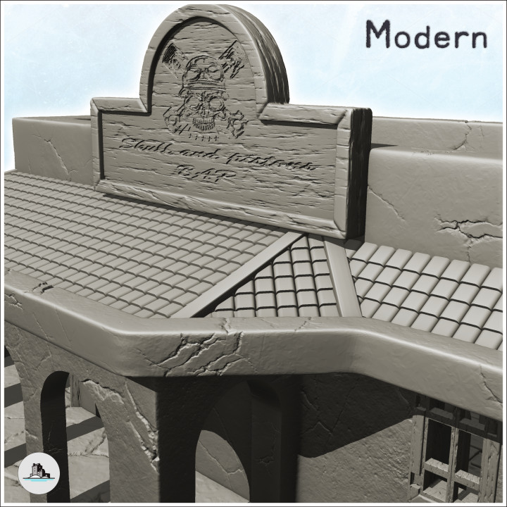 3D Printable Modern biker gang bar with flat roof (+ props) - Modern ...