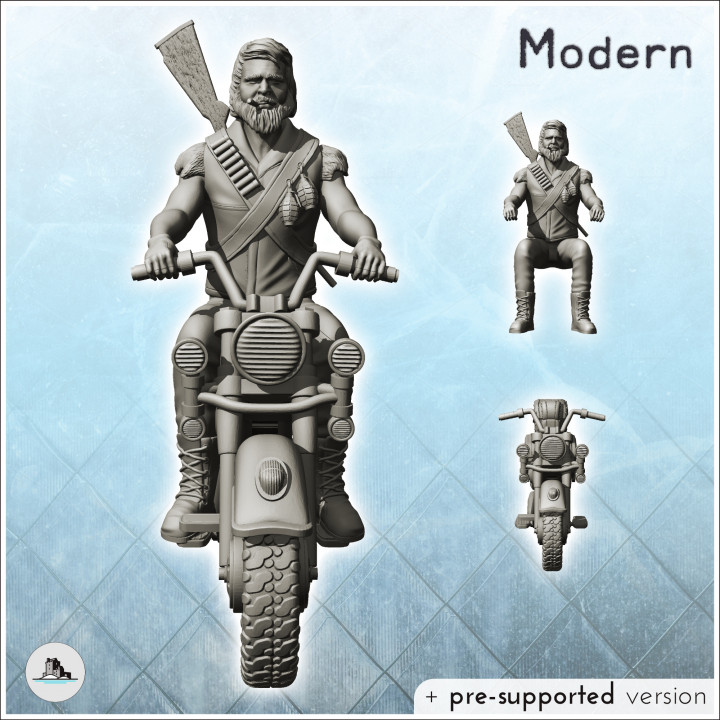 3D Printable Biker smoking with grenades and rifle (2) - Gang Modern ...