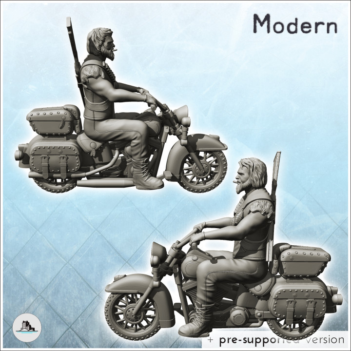 3D Printable Biker smoking with grenades and rifle (2) - Gang Modern ...