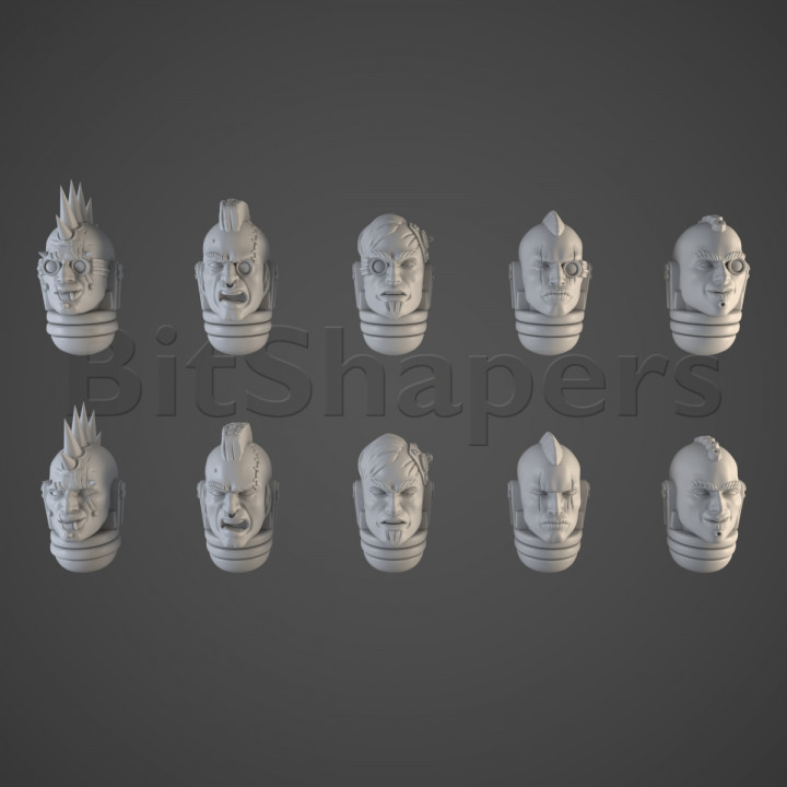3D Printable Interstellar Marines PUNK Head Pack 01 by ErmyanArts