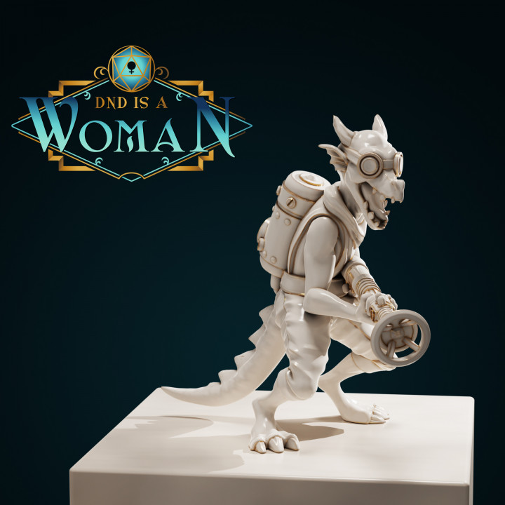 3D Printable Kobold Engineer - Rax - 28/32mm and 75mm by DnD is a Woman