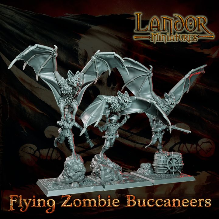 3D Printable Flying zombie buccaneers by Landor Miniatures