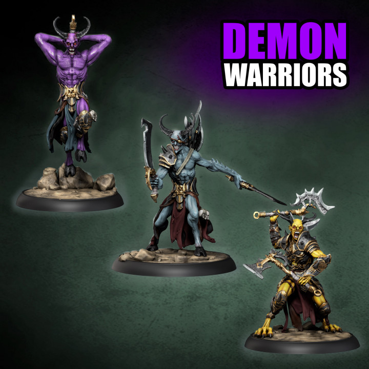 3D Printable DEMON WARRIORS - MIDNIGHT ENCOUNTER by Necropunks Miniatures