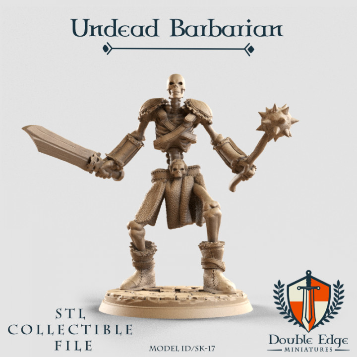3D Printable Undead Barbarian by Double Edge Miniatures