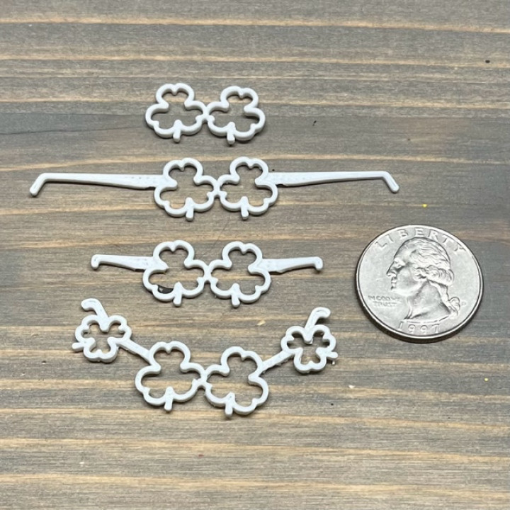 3D Printable Shamrock Glasses for Toys by MerganMcFergan
