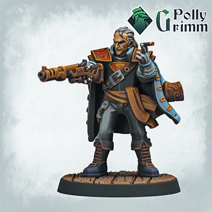 3D Printable Tabletop historic miniature. Pirate marine set. Captain ...