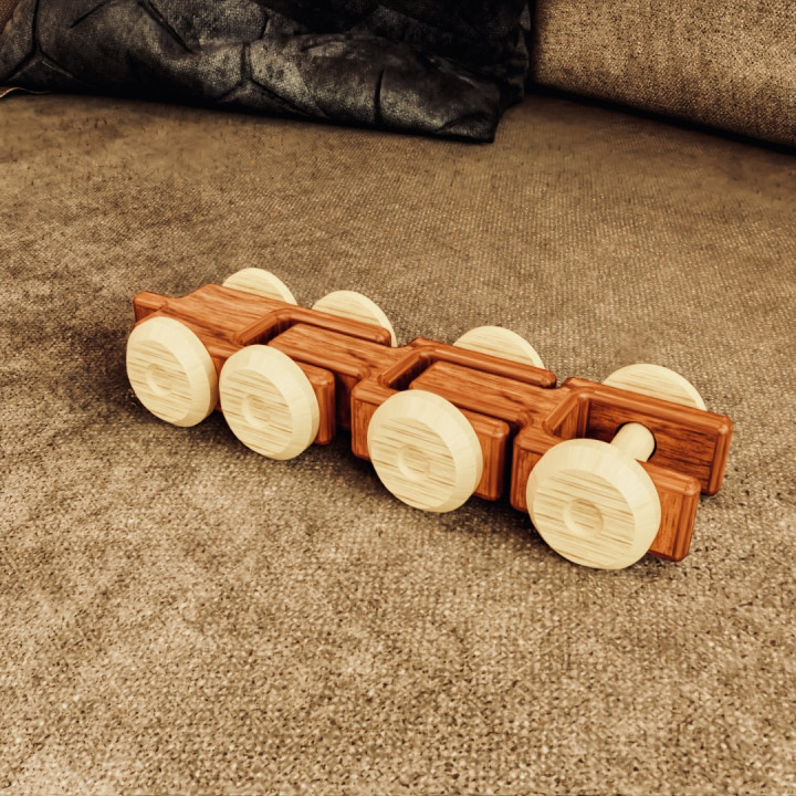 3D Printable Unlimited Lenght Pull Car - Montessori Toy by Lazy Bear