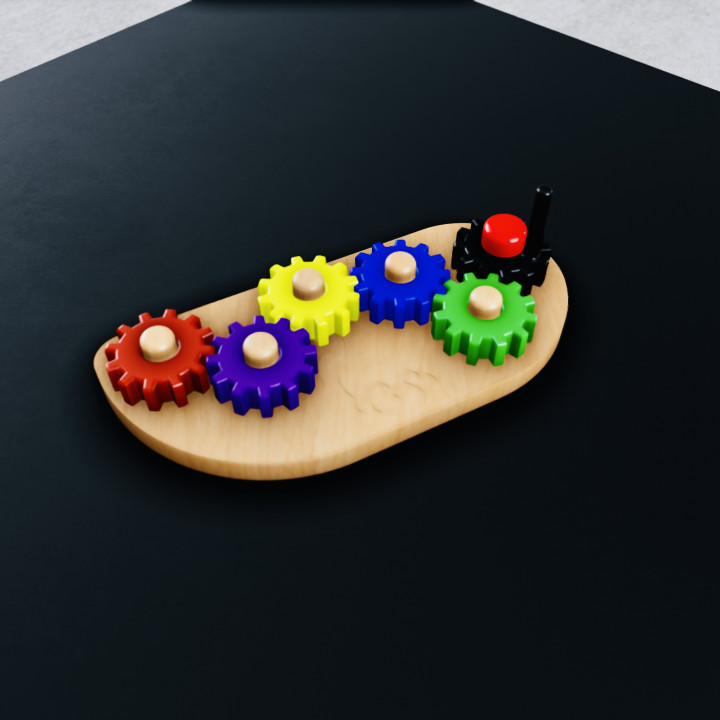 3D Printable Cog Board Toy - Montessori Toy by Lazy Bear