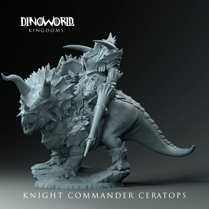3D Printable Knight commander Ceratops mounted by Dinoworld