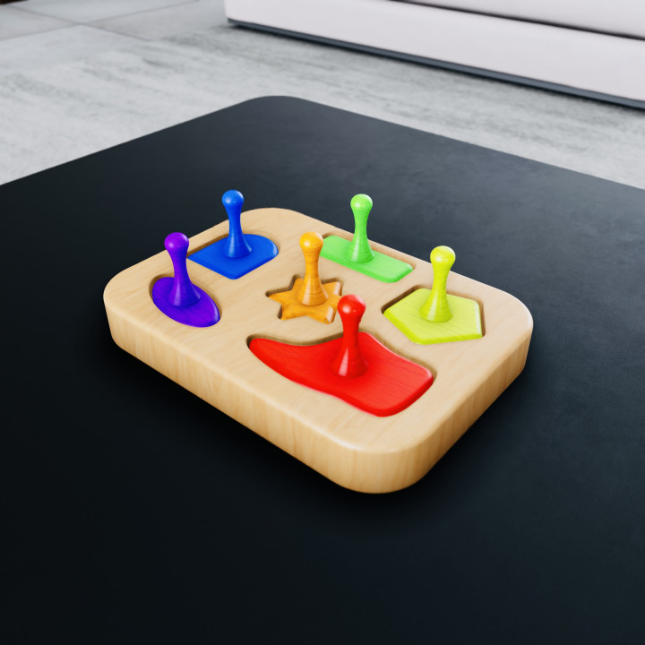 3D Printable Shape Hand Grasping Board - Montessori Toy by Lazy Bear