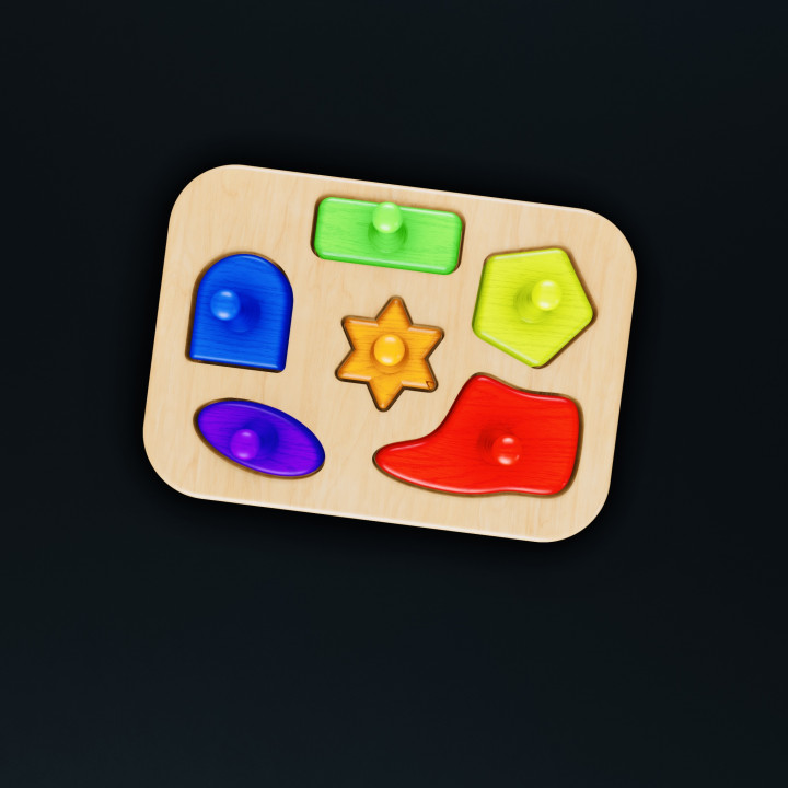 3D Printable Shape Hand Grasping Board - Montessori Toy by Lazy Bear