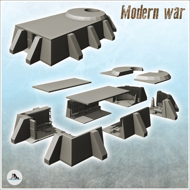 3D Printable Ballistic missile launching silo in bunker with interior ...