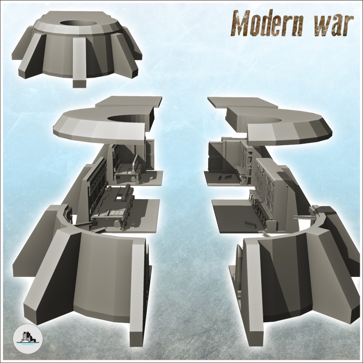 3D Printable Ballistic missile launching silo in bunker with interior ...