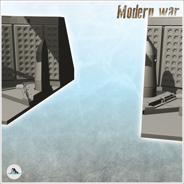 3D Printable Ballistic missile launching silo in bunker with interior ...