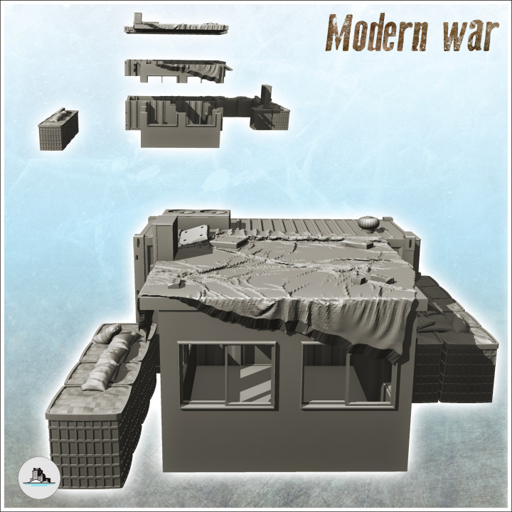 3D Printable Fortified command post with hesco gabion and air ...