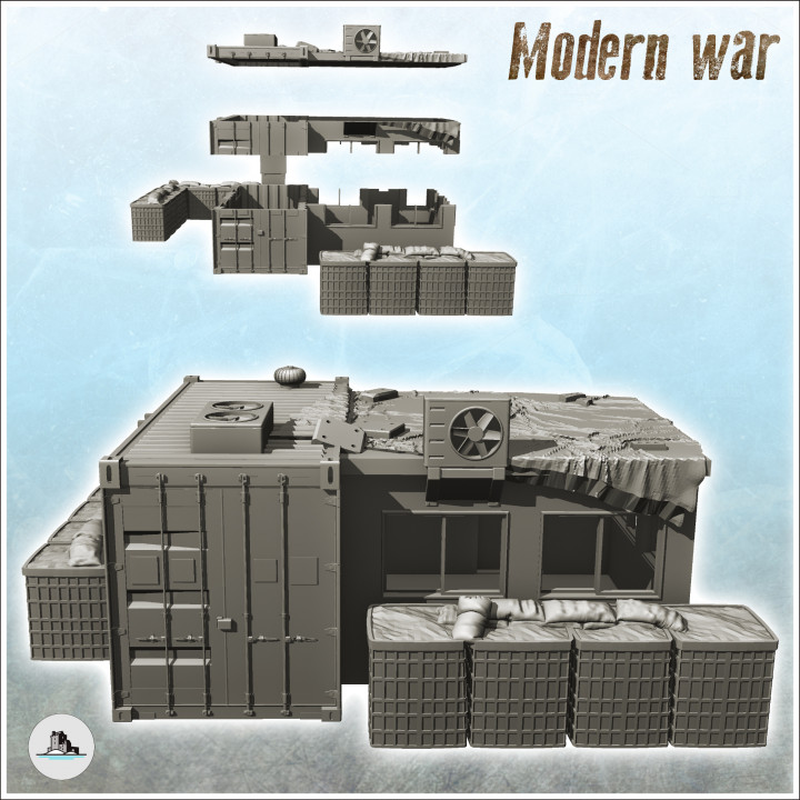 3D Printable Fortified command post with hesco gabion and air ...