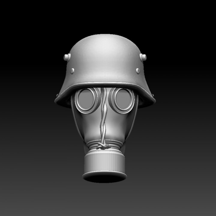 3D Printable german helmet gas mask by Dmitry Tishchenkov
