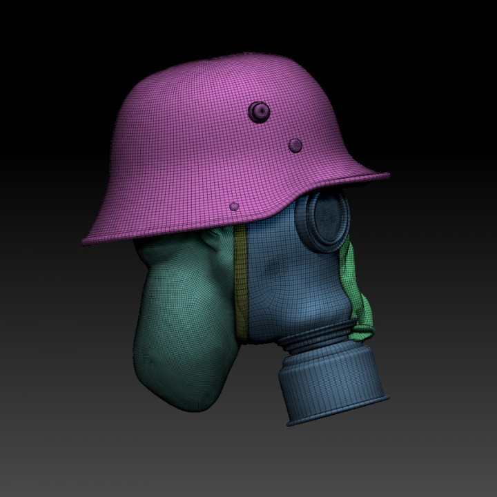 3D Printable german helmet gas mask by Dmitry Tishchenkov