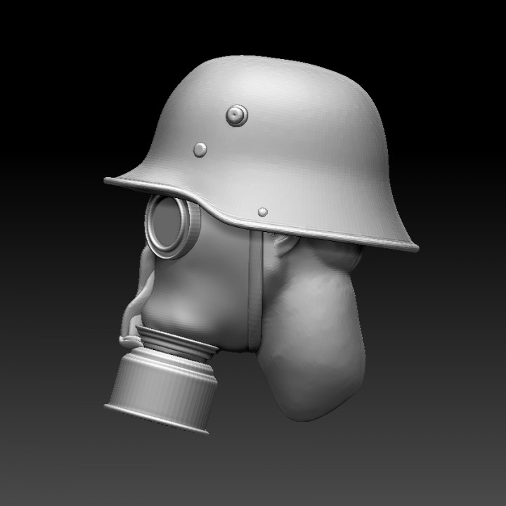 3D Printable german helmet gas mask by Dmitry Tishchenkov