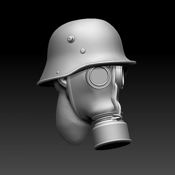 3D Printable german helmet gas mask by 3Dimontis
