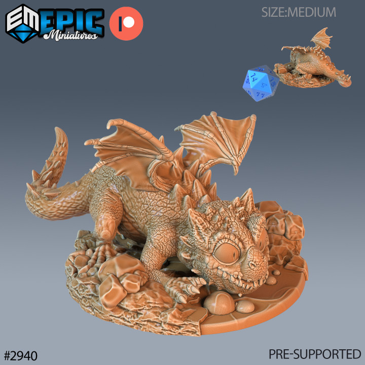 3D Printable Baby Dragon Set / Legendary Mini Dragon / Winged Mountain ...