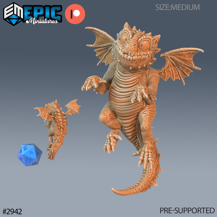 3D Printable Baby Dragon Set / Legendary Mini Dragon / Winged Mountain ...