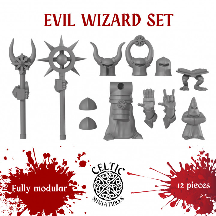 3D Printable Multipart Evil Wizards by Celtic Miniatures