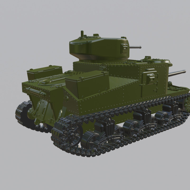 3D Printable M3 Grant Medium Tank (UK, WW2) by Wargame3d