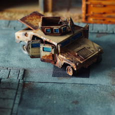 3D Printable Destroyed Humvee 28mm wrecked Humvee by Modern-Miniatures.eu