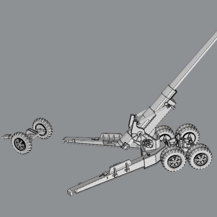 3D Printable 155mm Gun M1 "Long Tom" (USA, WW2) by Wargame3d