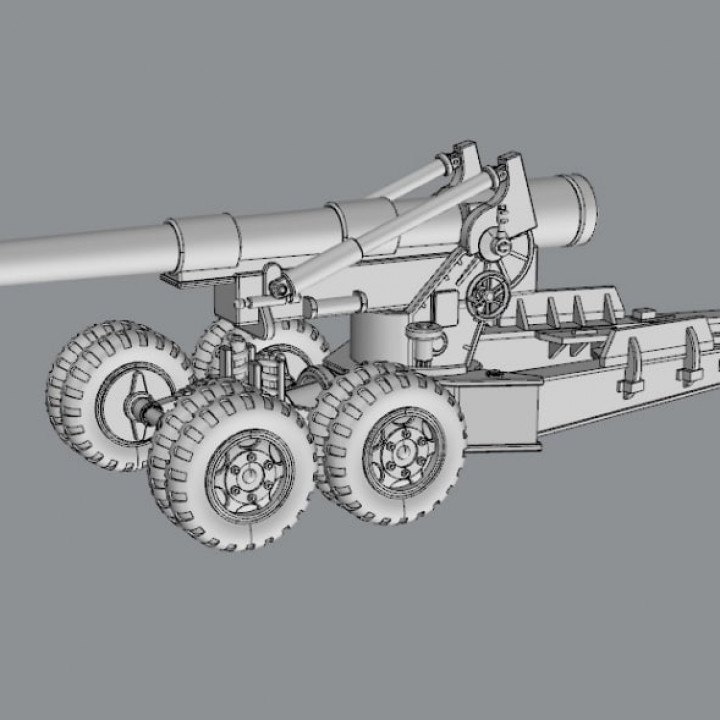 3D Printable 155mm Gun M1 "Long Tom" (USA, WW2) by Wargame3d