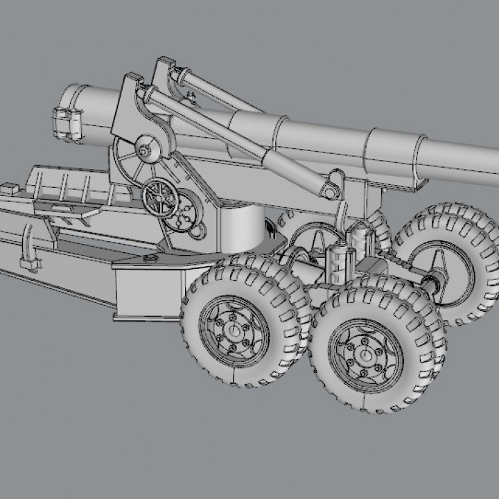 3D Printable 155mm Gun M1 "Long Tom" (USA, WW2) by Wargame3d