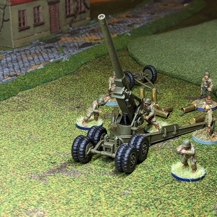3D Printable 155mm Gun M1 "Long Tom" (USA, WW2) by Wargame3d