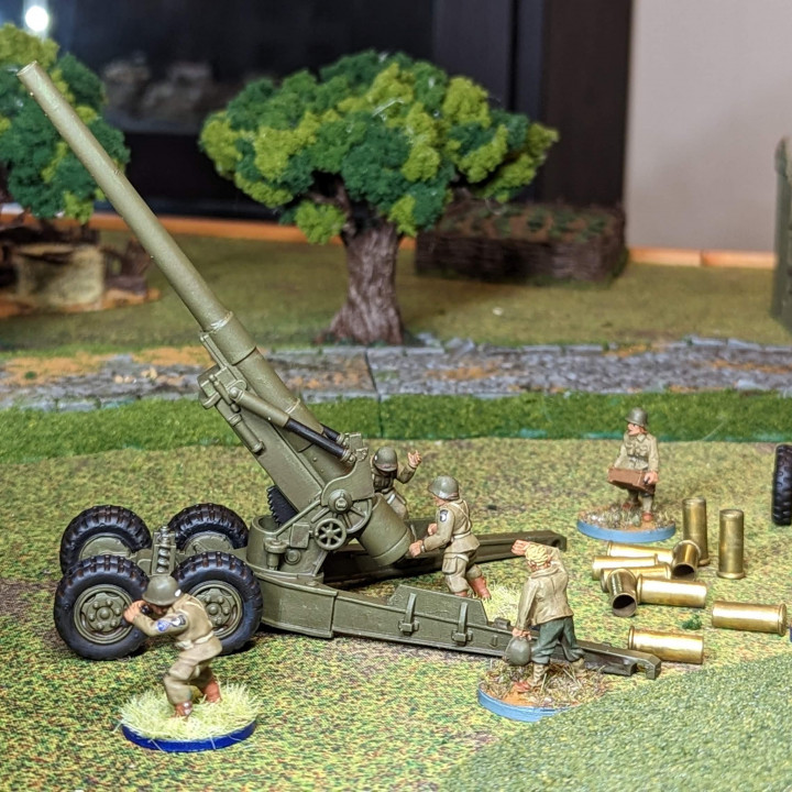 3D Printable 155mm Gun M1 "Long Tom" (USA, WW2) by Wargame3d