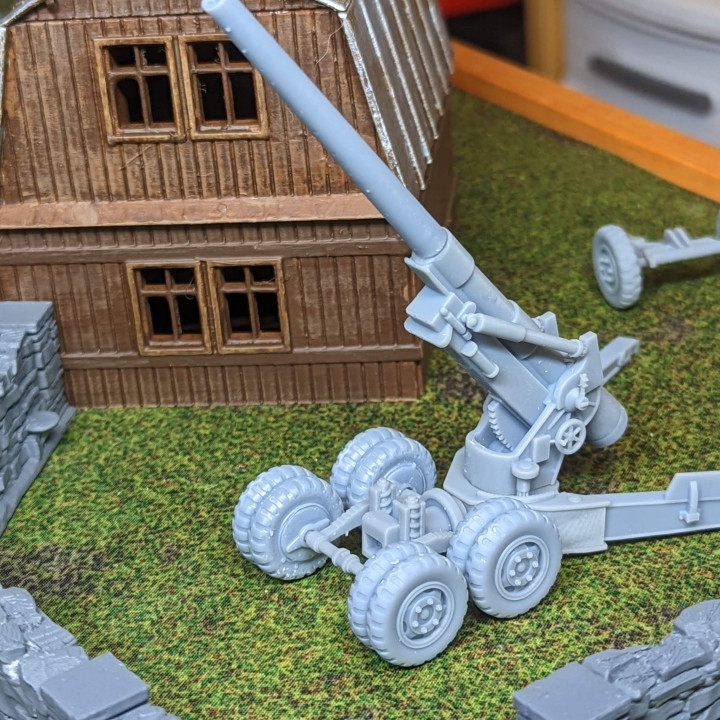 3D Printable 155mm Gun M1 "Long Tom" (USA, WW2) by Wargame3d
