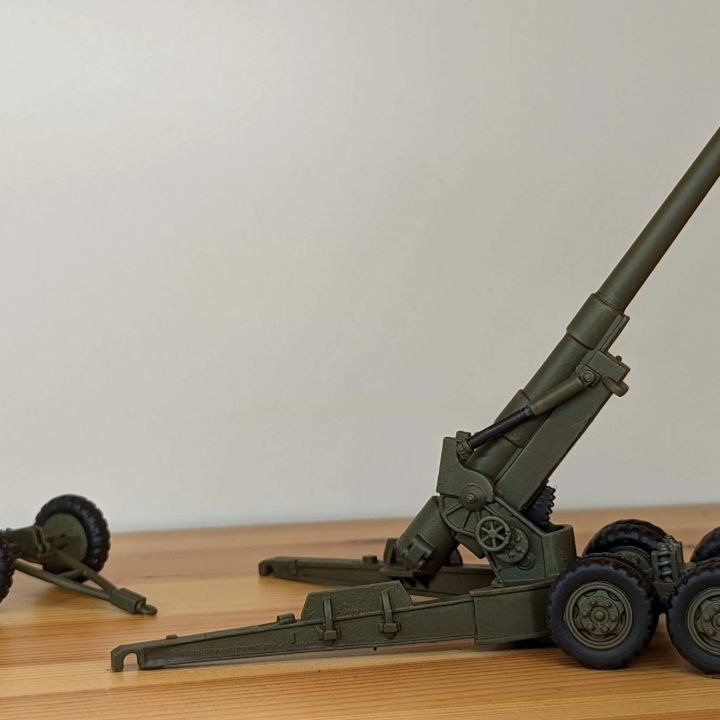 3D Printable 155mm Gun M1 "Long Tom" (USA, WW2) by Wargame3d