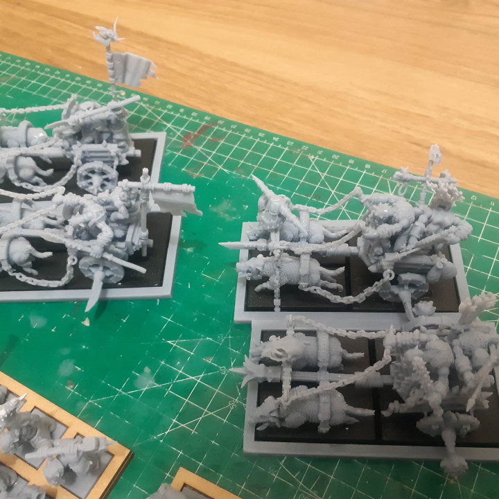 3D Printable Modular Orc Warriors, boar riders, Chariots by MGMoogii