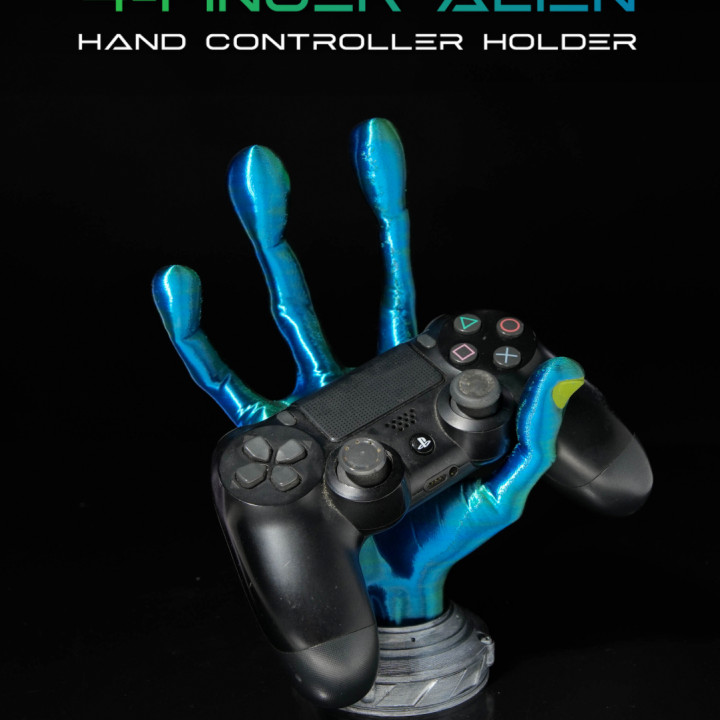 3D Printable 4-Finger Alien Hand Controller Holder by Stlflix