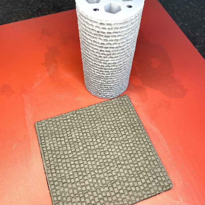 3D Printable Cobblestone Texture Roller by Custom Miniature Maker