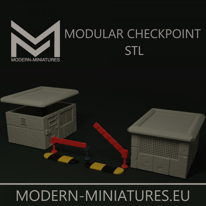 3D Printable Checkpoint building 28mm modular by Modern-Miniatures.eu