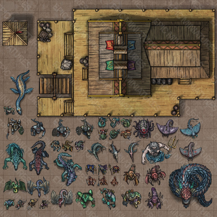 3D Printable Underwater Mayhem Virtual Tabletop Token Set / VTT Tokens ...