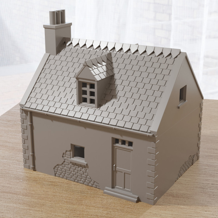 3D Printable Normandy French Village House SS-T2 Destroyed and Intact by Patrick Miniatures