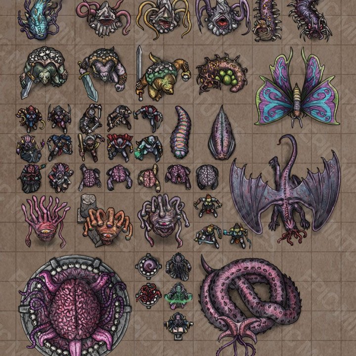 3D Printable Psionic Overlords Virtual Tabletop Token Set / VTT Tokens ...