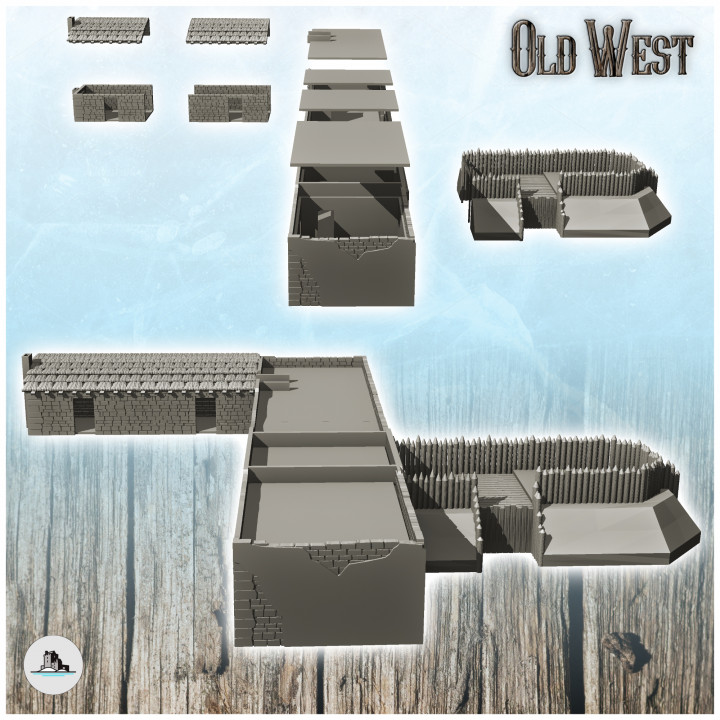 3D Printable Entrance to the Alamo Fort with houses and fortification ...